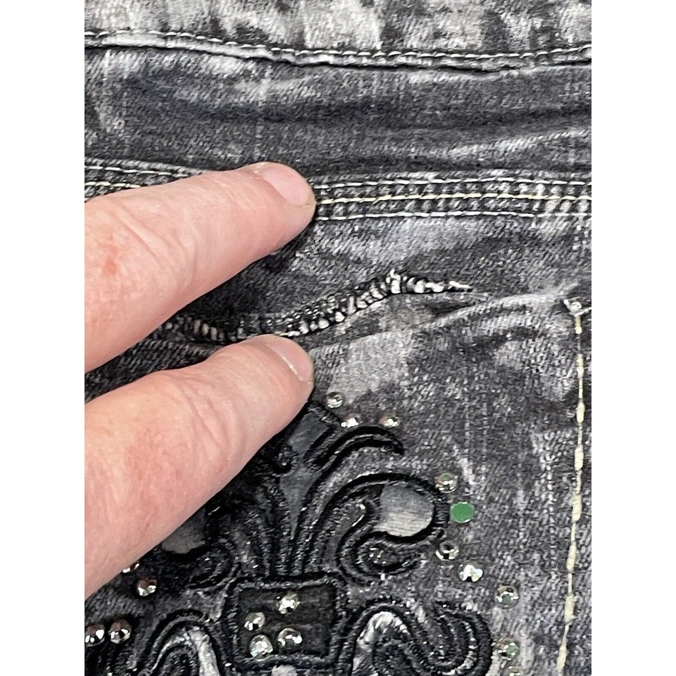 Red Rivet Jeans Black Spots/Gray Bedazzled/Embellished Pockets Women’s ...