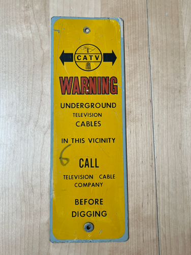 CATV Sign for Underground Cable Television Buried Cable Original Metal ...