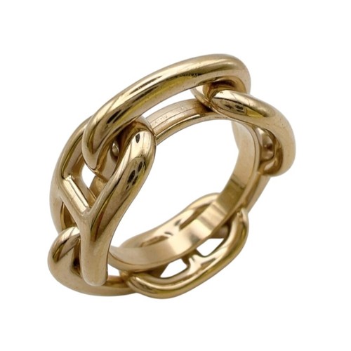 Hermes Lucade Scarf Ring Gold Metal Women's New/Used Accessories From ...