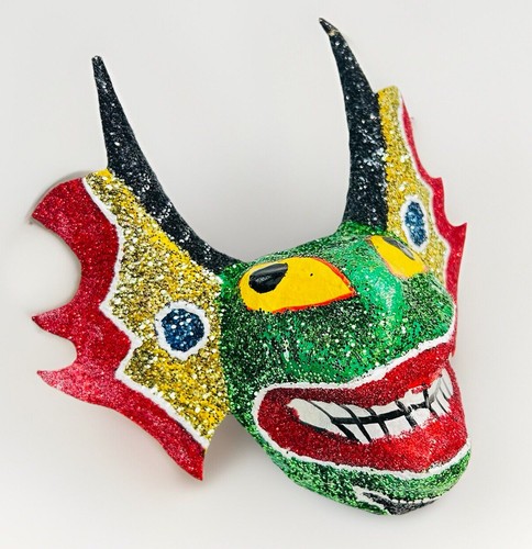 Handmade Venezuelan Devil Dance Mask Glittery Paper Mache Carnival Art ...