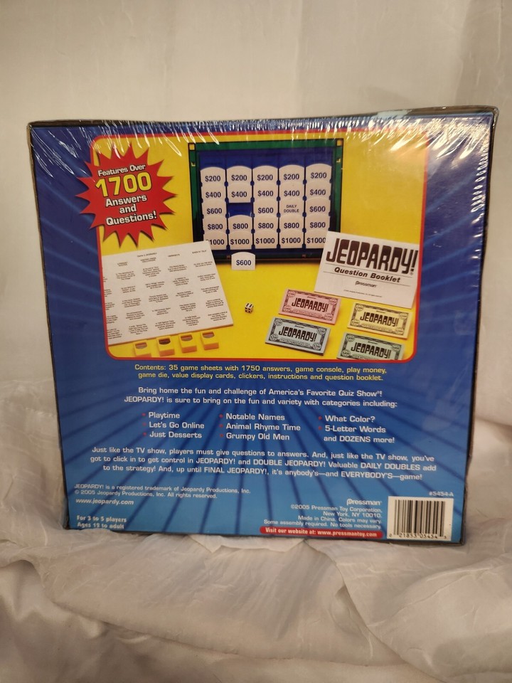 Jeopardy Board Game 2005 Original Edition By Pressman Brand Factory ...