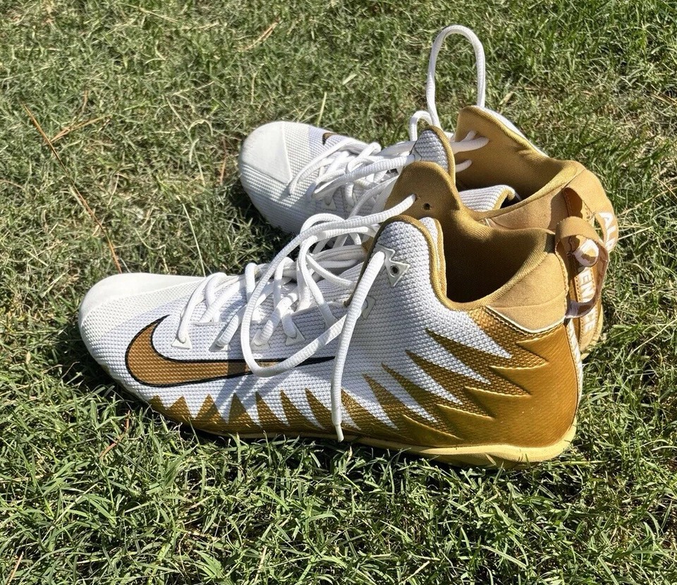 PROMO Nike Alpha Menace Pro Mid Football Cleats Size 15 White Gold ...