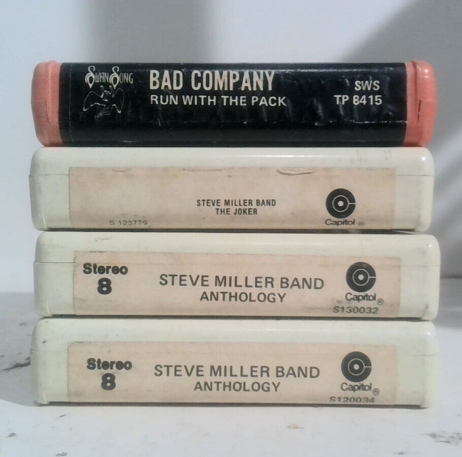 Lot Of 8 Eight Tracks STEVE MILLER BAND Bad Company BOSTON Fly Like An ...