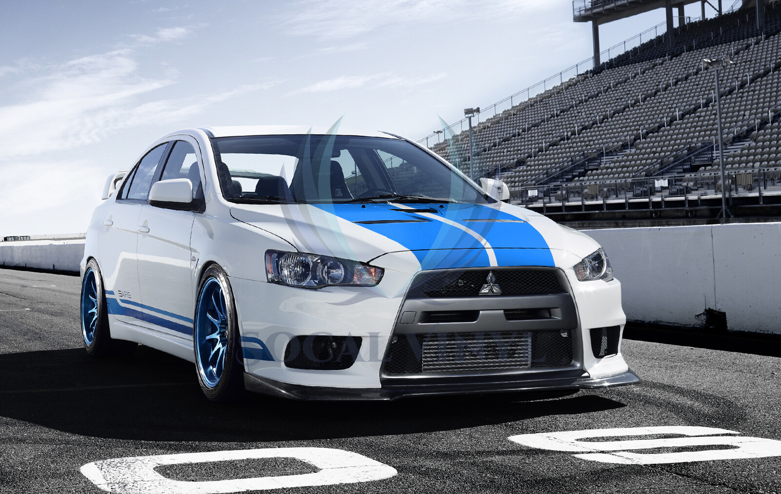 Matte Color Racing Stripes Vinyl Wrap Decal For Mitsubishi Lancer 10FT ...