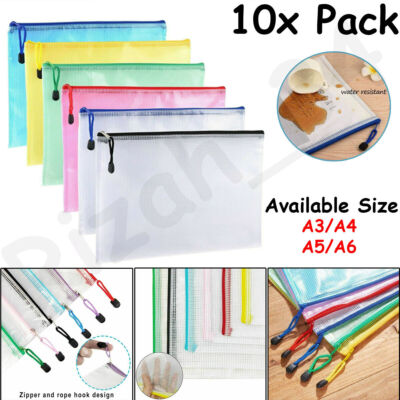10X A3/A4/A5/Slim Plastic Wallet Zip Lock Bags File Document Bags ...