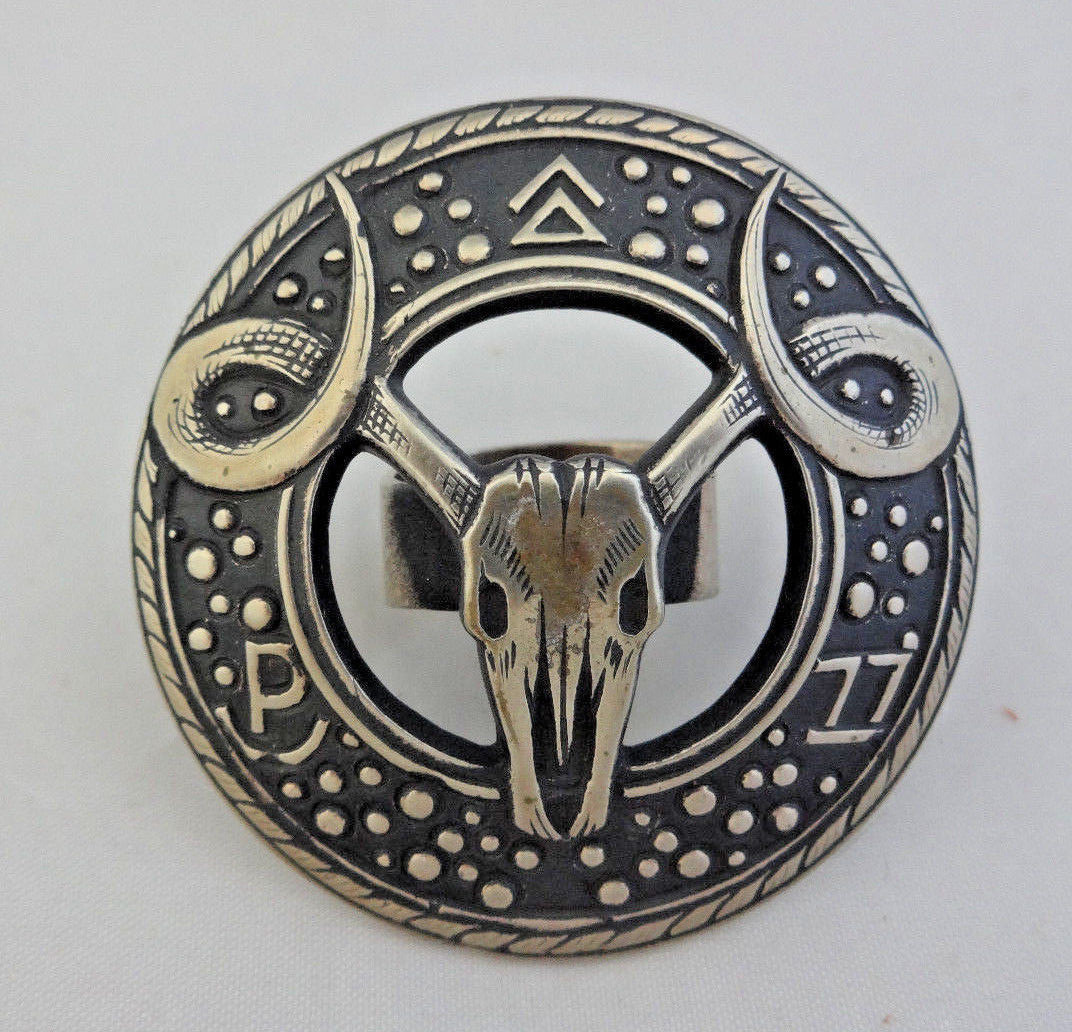 Jeremiah Watt Scarf Ring Slide White Bronze Steer Concho 1 7/8" Wild ...