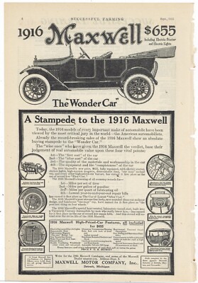 1916 Maxwell Motor Car Ad: A Stampede to the 1916 Maxwell! - Detroit ...