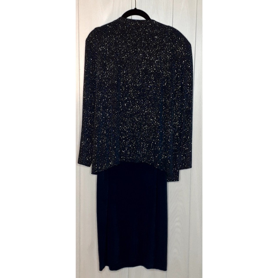 Alex Evenings Navy Sparkly 2 Piece Dress Set Size 14W Dress & Jacket | eBay