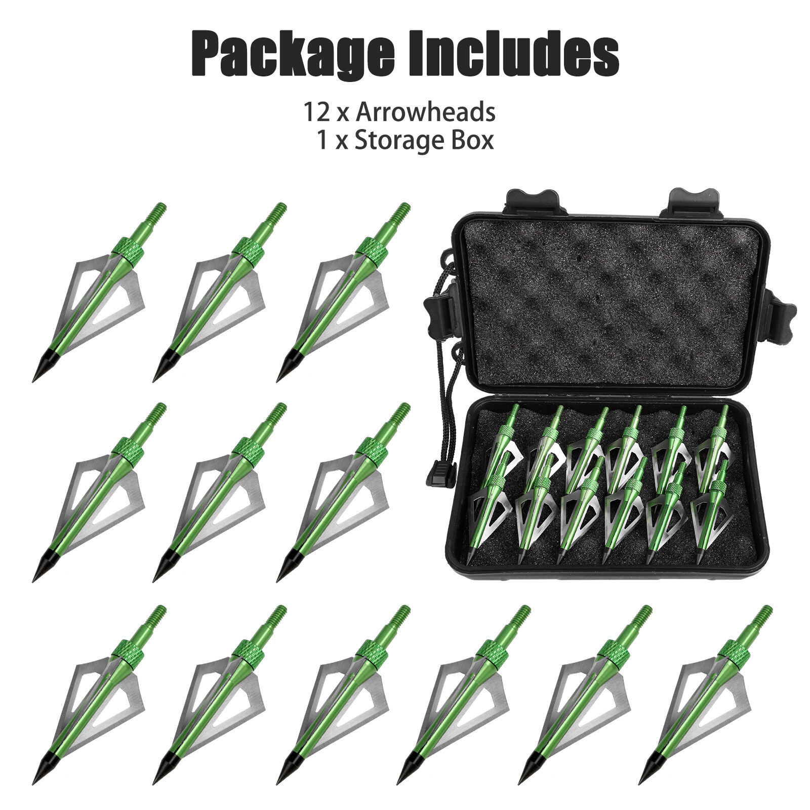 24/12Pcs Archery Hunting Arrowheads 100 Grain Compound Bow Crossbow ...