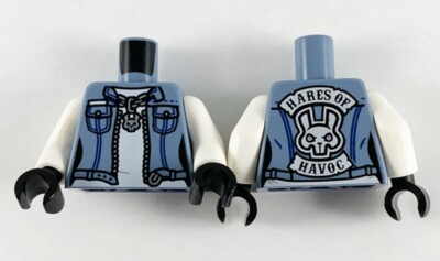 LEGO - Minifig, Torso - Denim Jacket w/ Silver Zipper, Chain & Rabbit ...