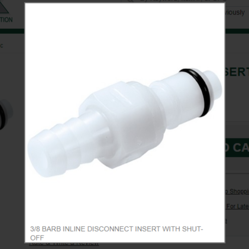 3/8 BARB INLINE DISCONNECT INSERT WITH SHUT-OFF # 42700 | eBay