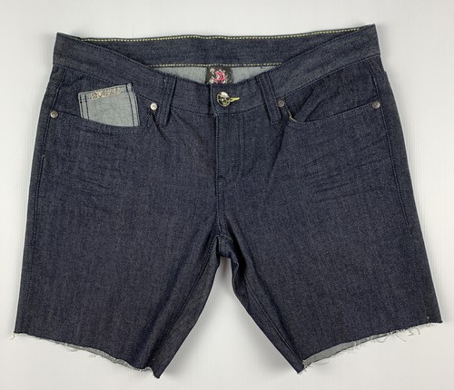 RUSTY Size 5 Dark Blue Distressed Hem Denim Women's Shorts BNWOT Zip ...