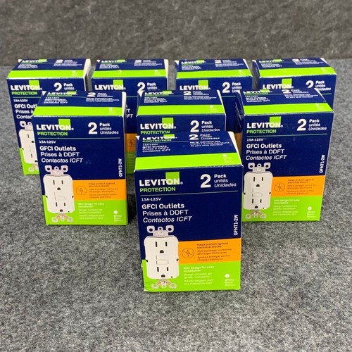 LEVITON M62-GFNT1-2W Self-Test Smartlock GFCI Pro Duplex Outlet, 8 ...