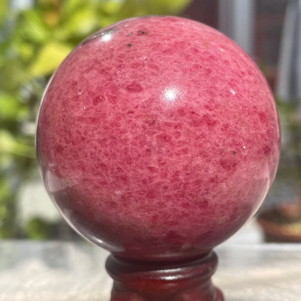 328g Natural Red Black Rhodonite Quartz Crystal Sphere Mineral Healing ...