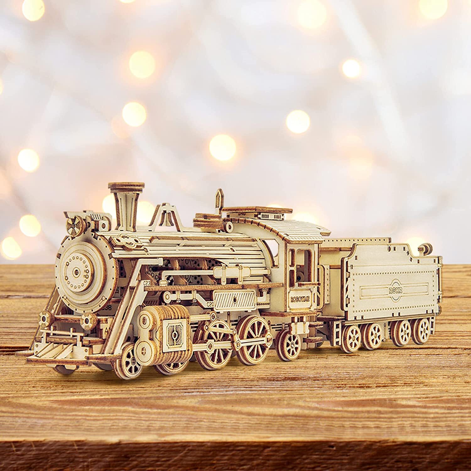 ROKR Steam Express Train 3D Wood Puzzle DIY Building Model Kit Kids Toy ...