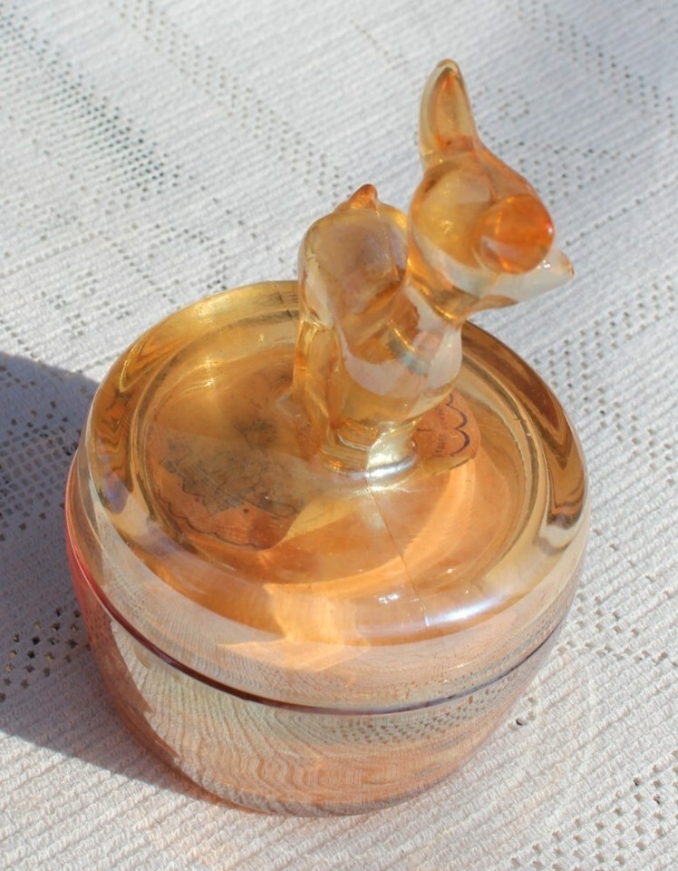 Vintage 1940's Jeanette Marigold Carnival Glass Deer Fawn W Lander Body ...