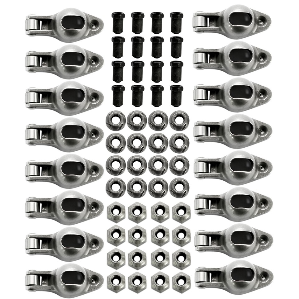 For SBC Chevy 305 350 400 Roller Tip Rocker Arms w/ Nuts and Balls 1.6 ...