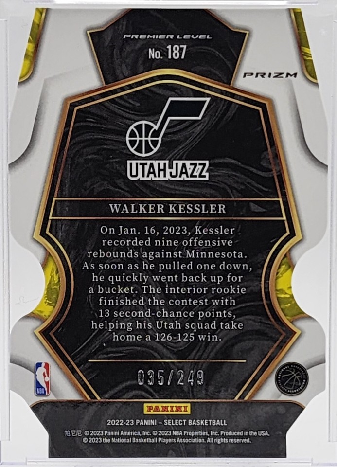 2022-23 Select Walker Kessler Premier Level BLUE DIE CUT PRIZM #187 RC ...