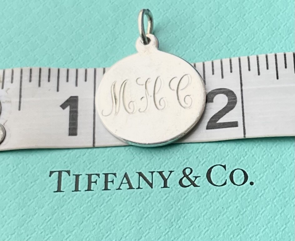 TIFFANY & CO. Sterling Silver Tiffany Round Tag Pendant with Initials ...