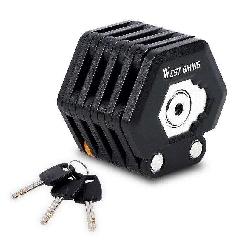 WEST BIKING Anti-Theft Mini Foldable Bike Lock Bicycle Foldable Chain ...