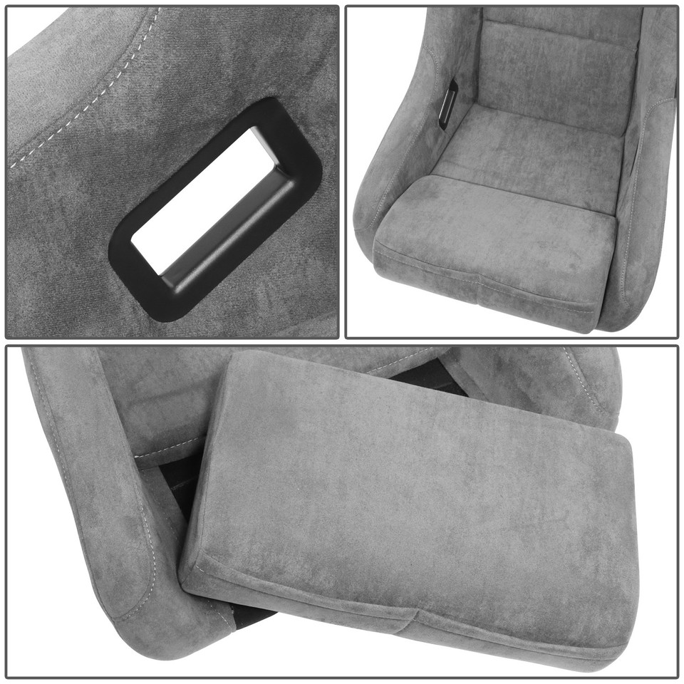 NRG Innovations Prisma Gun Metal Alcantara FRP Fixed Back Bucket Racing ...