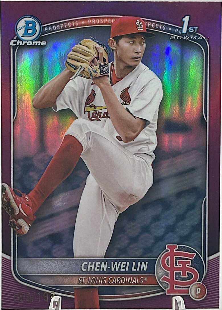 2025 Bowman - Chrome Prospects Chen-Wei Lin #BCP-141 Fuchsia Refractor ...