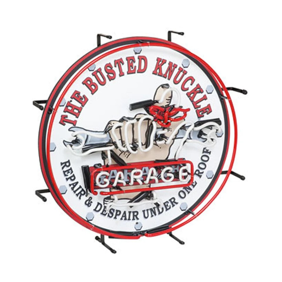 Busted Knuckle Garage Giant Lighted Neon Shop Sign 24" Round | eBay