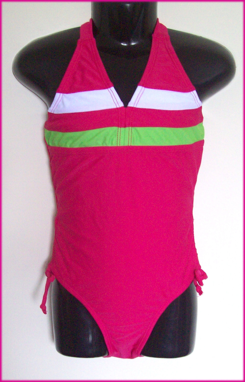 GIRLS TOGS Sz 6 -HOT PINK HALTERNECK - SWIMWEAR BATHERS 1 Piece COSSIE ...