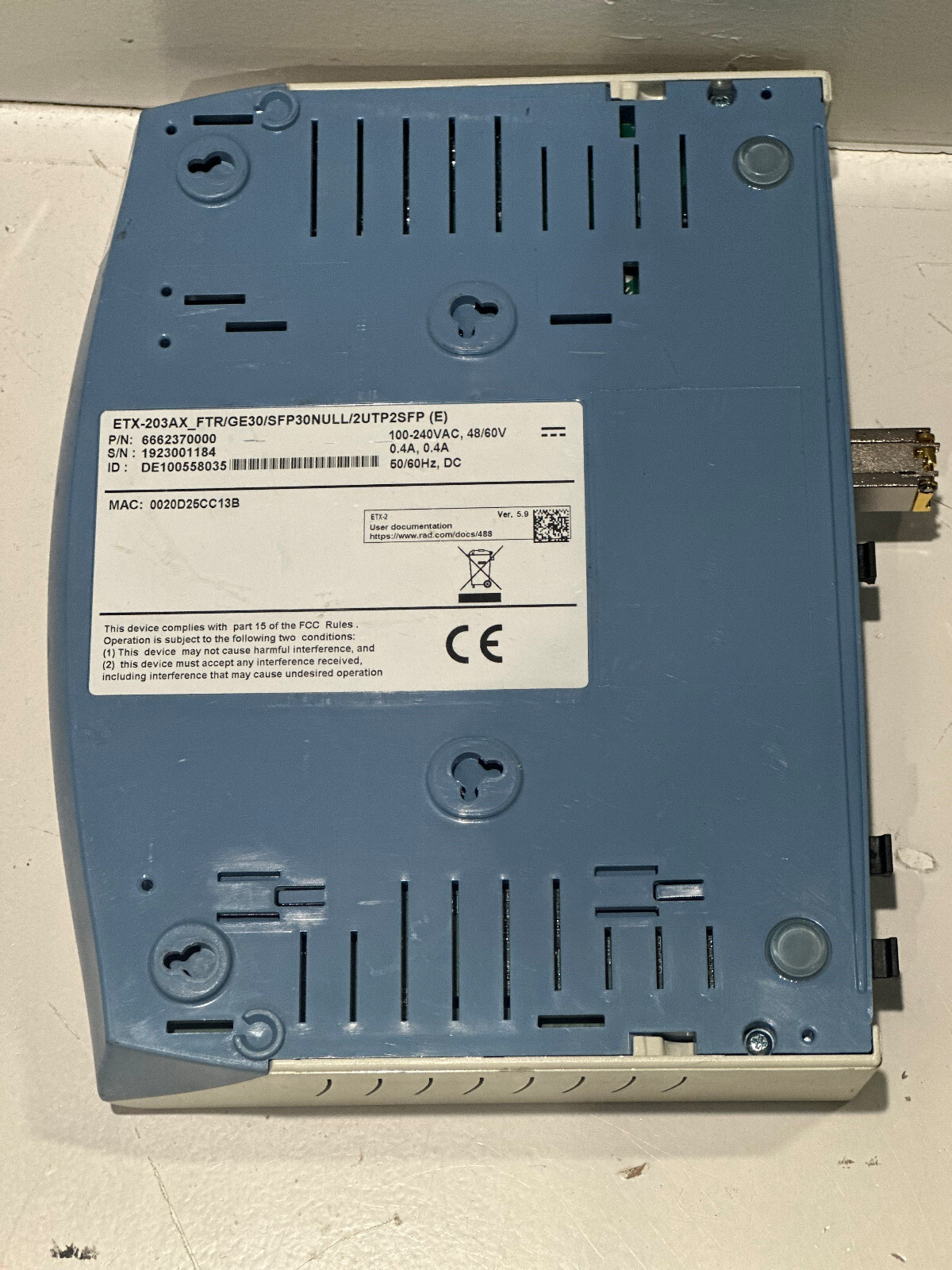 RAD ETX-203AX Ethernet Module Carrier with power | eBay