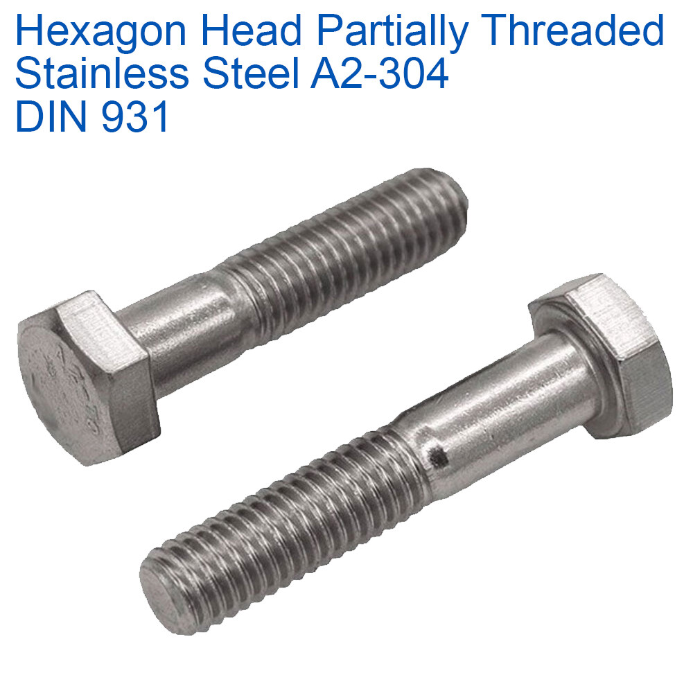 M8 x 85mm PART THREADED BOLTS HEX HEAD SCREWS A2 STAINLESS STEEL - DIN ...