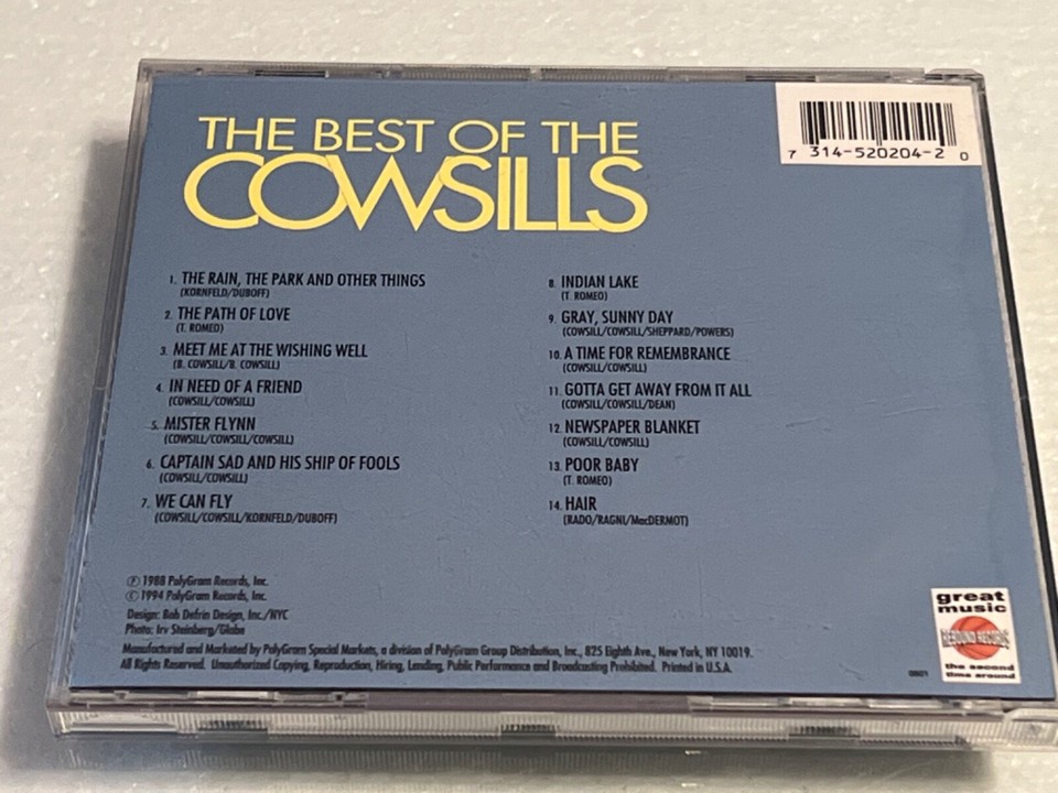 MINT DISC! The Best of The Cowsills CD 1994 Polygram Rebound GREATEST ...