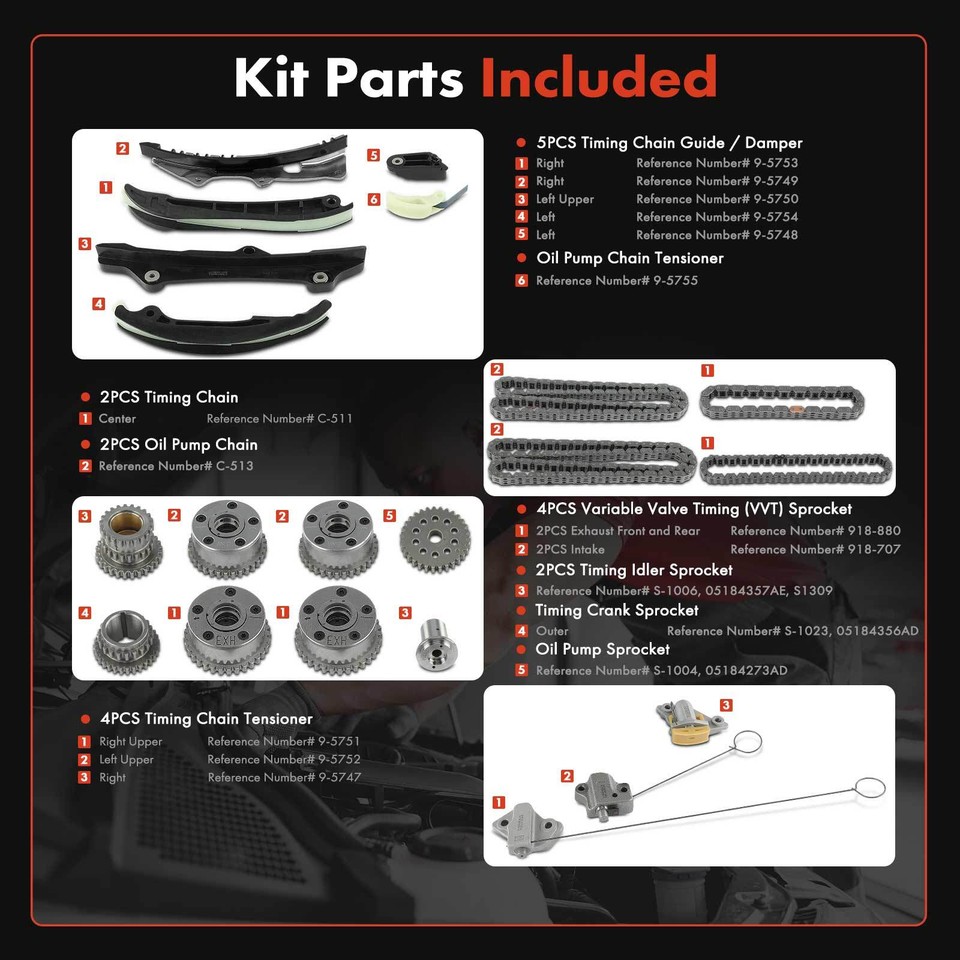 21x Engine Timing Chain Kit for Dodge Grand Caravan Challenger Jeep ...