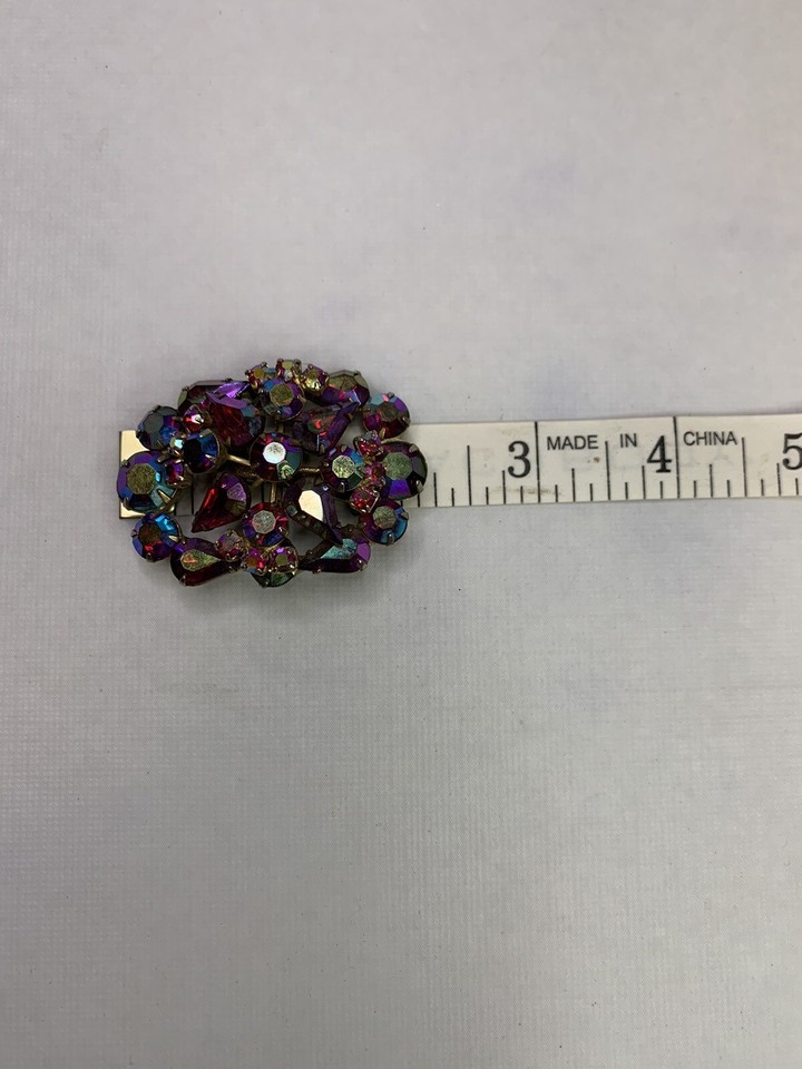 Vintage red AB Rhinestones prong set brooch Pin many colors Unsigned A1 ...
