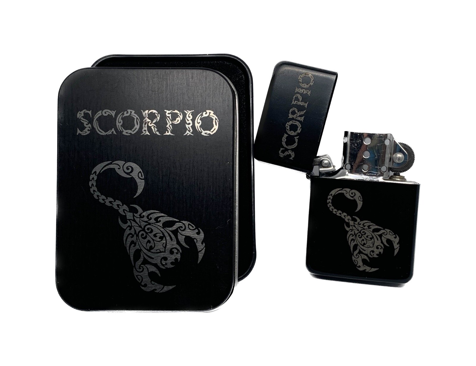 Black Metal Lighter Refillable, Laser Engraved Zodiac Scorpio | eBay