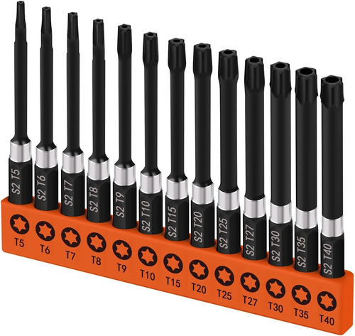 13-Piece Impact Rated 3" Security Torx Bit Set for 1/4”Screwdriver ...