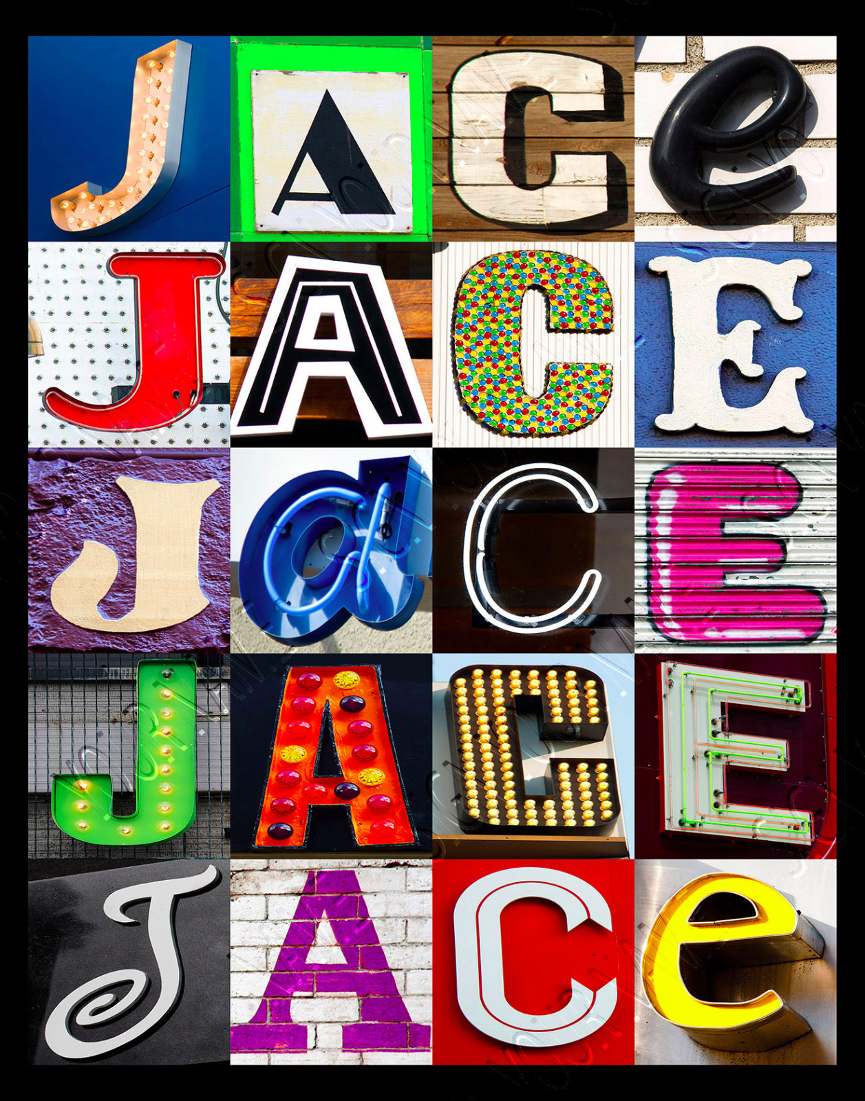 JACE Name Poster featuring photos of actual sign letters | eBay