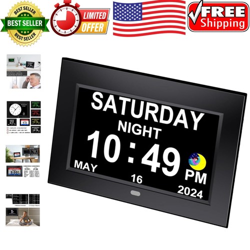 Classic 7-Inch Digital Clock with Dual Alarm & Photo Display - Senior ...