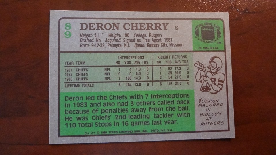 1984 TOPPS # 89 DERON CHERRY FOOTBALL CARD | eBay