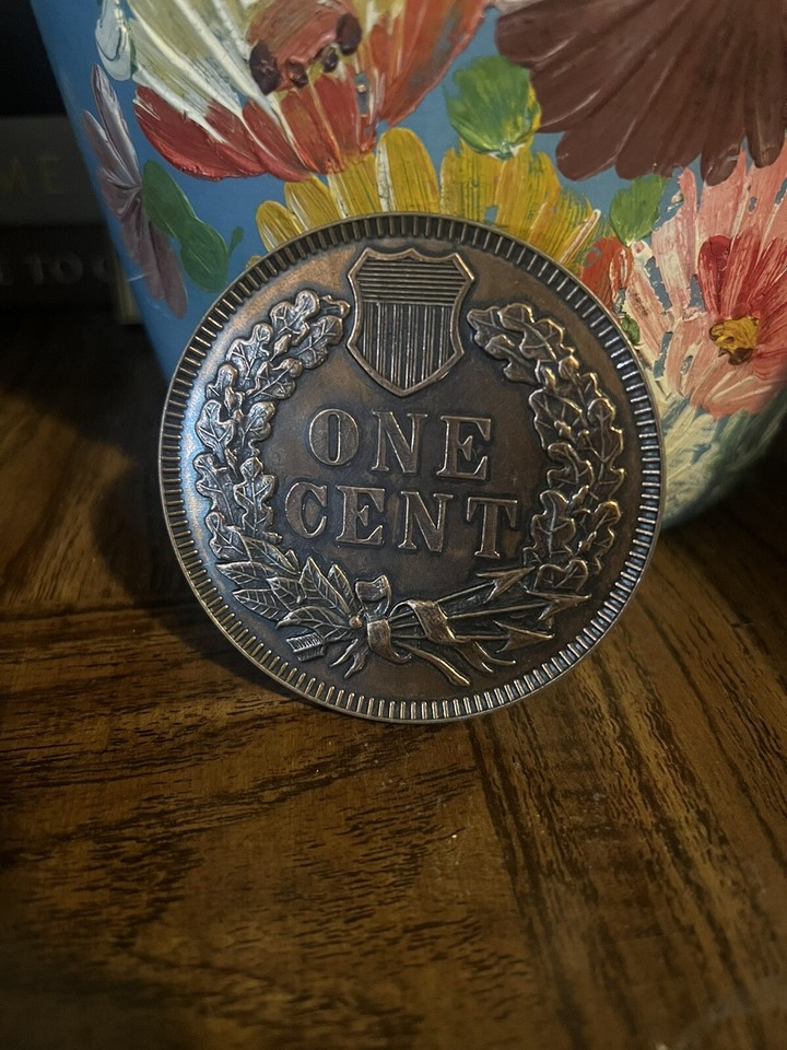 Vintage Large 1877 Indian Head Penny 3” Inch Novelty One Cent Coin ...
