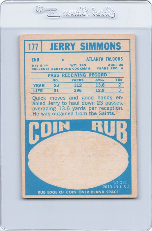 1968 Topps #177 Jerry Simmons Falcons EX/MT *DA-C9738 | eBay