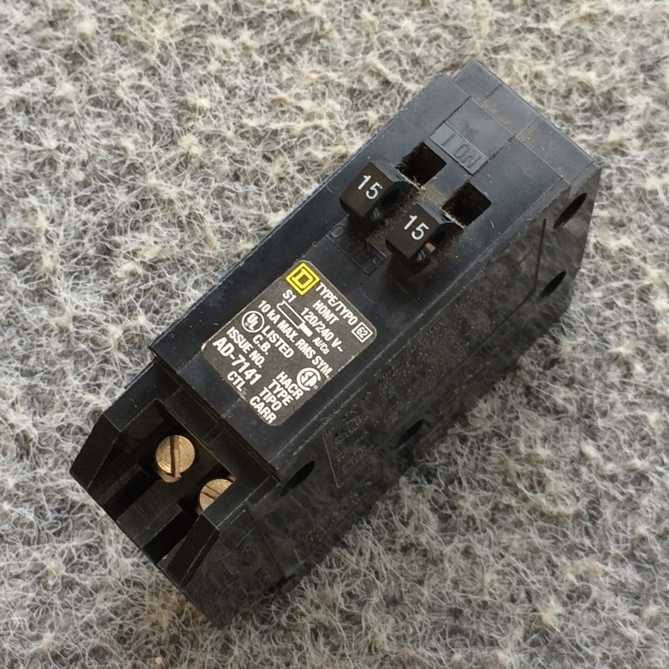 Square D Homeline 15 amp Twin 1 Pole Tandem Circuit Breaker HOMT1515 15 ...