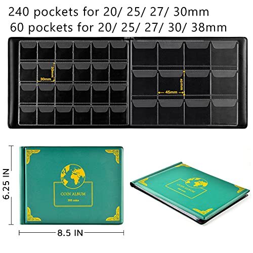 Coin Collection Organizer Storage Case Album for Collectors with 300 ...
