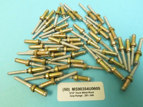 (50) MS90354U0605 New Huck Aircraft 3/16” Blind Rivets .281 to .345 ...