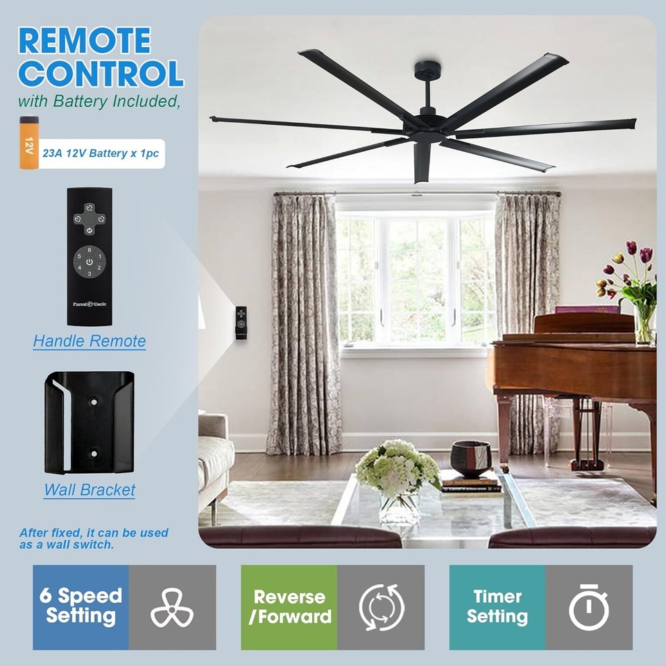 100" Ceiling Fans Remote Control Timer Reversible DC Motor ETL Indoor ...
