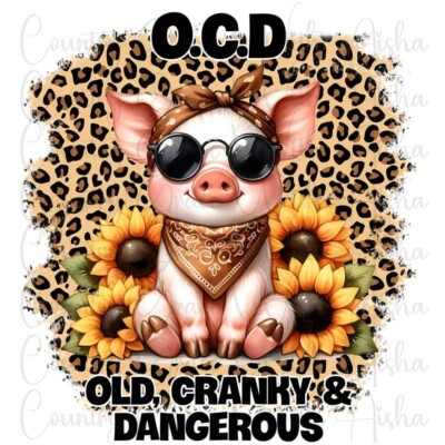 Sublimation Transfer OCD Pig Ready To Press Heat Transfer | eBay