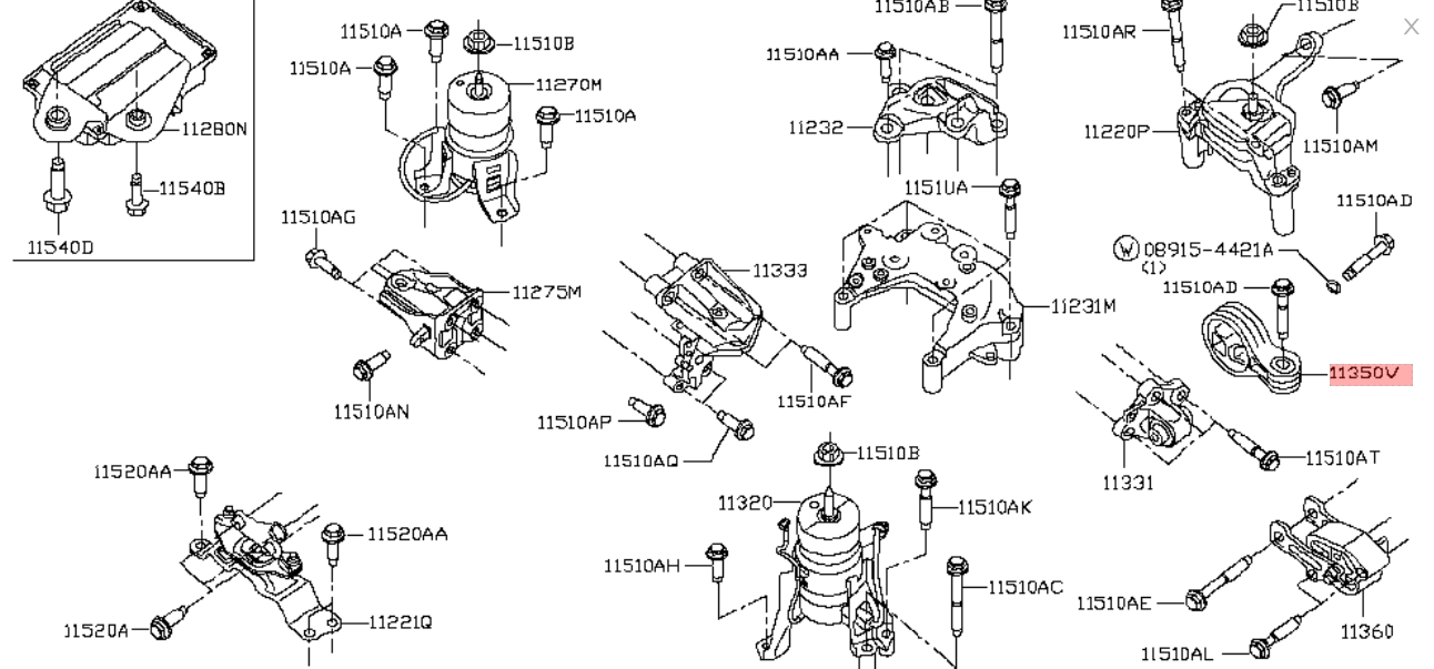 Nissan Genuine Torque Rod Engine Motor Mount Strut I4 2.5L 11350-3TA0B ...