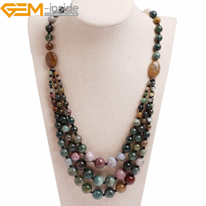8-12mm Gemstones Beads Jewelry Beaded Princess Charm Necklace Women ...