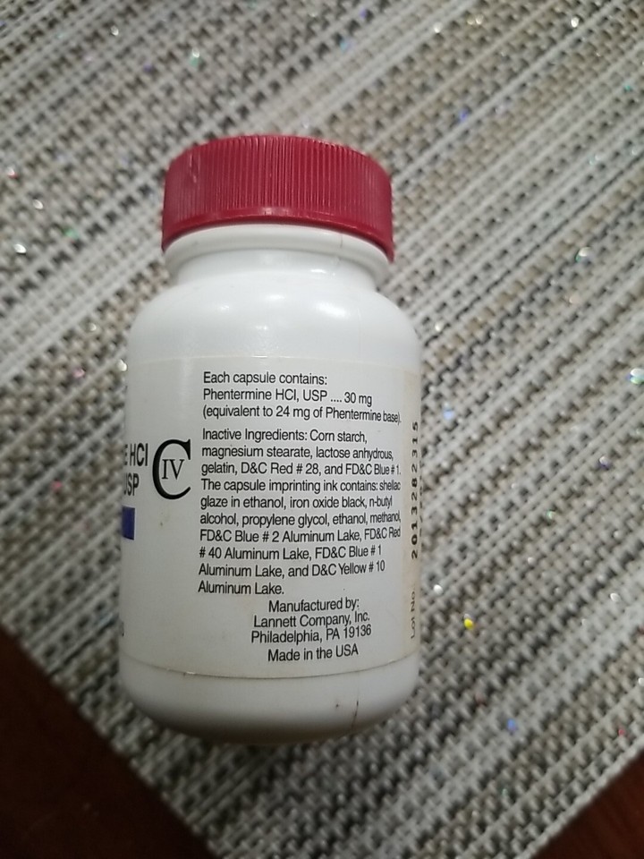 100 Capsule Vintage PHENTERMINE HCI 30mg Empty Bottle 2016 RARE ...