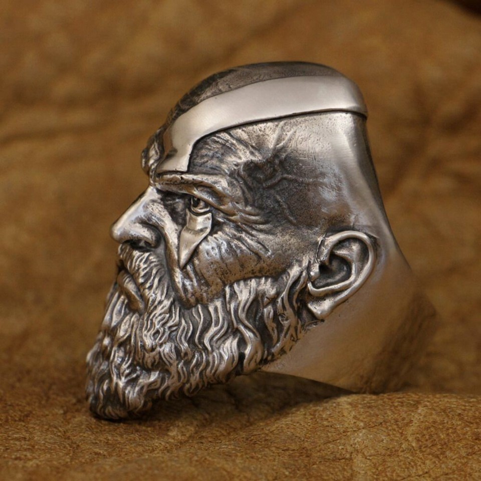 Mens God Of War Kratos Ring Gaming Viking Biker Silver Copper Ring | eBay