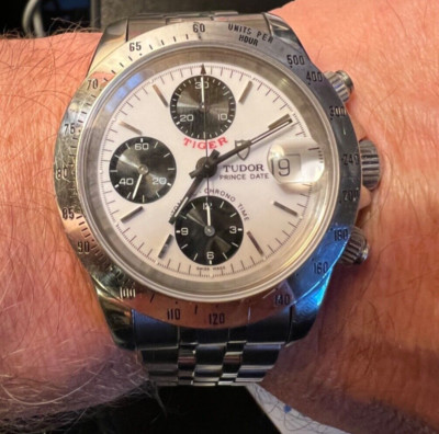 TUDOR 79280 Prince Date Tiger Chronograph Watch Panda Dial Mens Automatic Watch | eBay